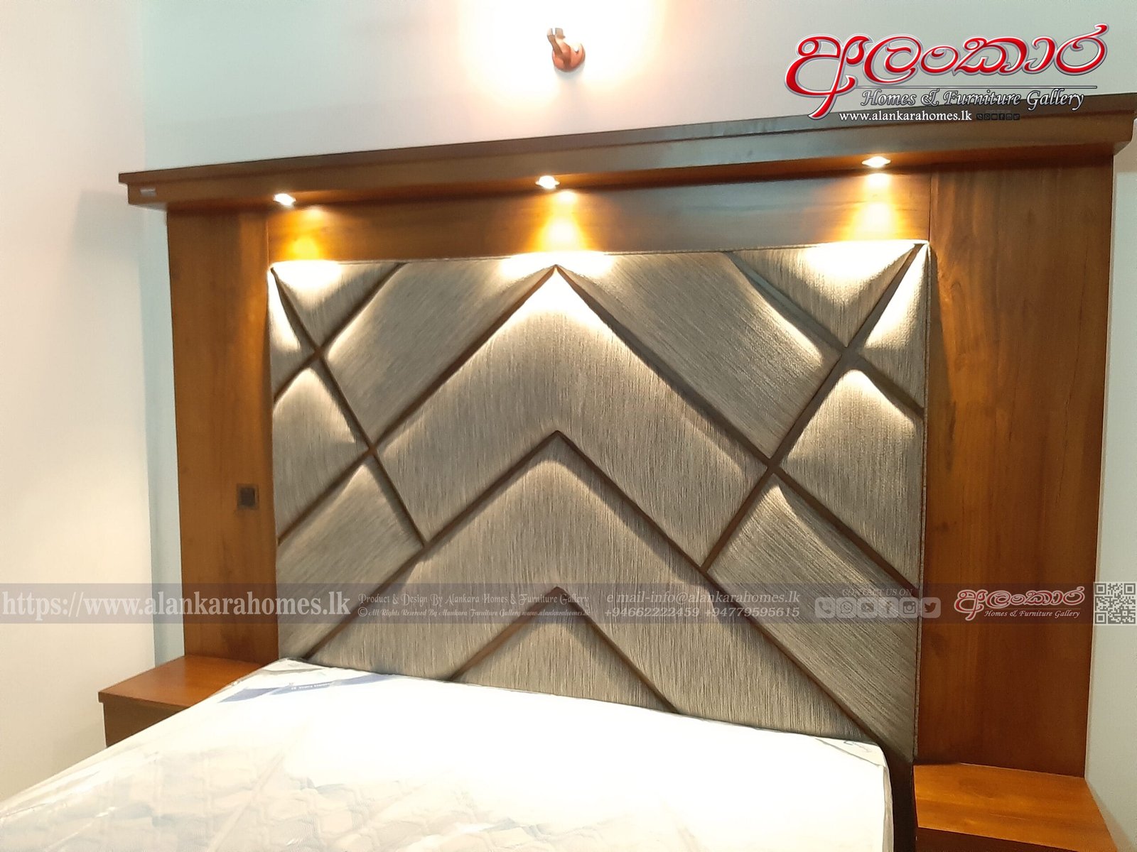 ABED 253 72"x78" Gloria Cushion Bed With Side Cupboard - Alankarahomes.lk
