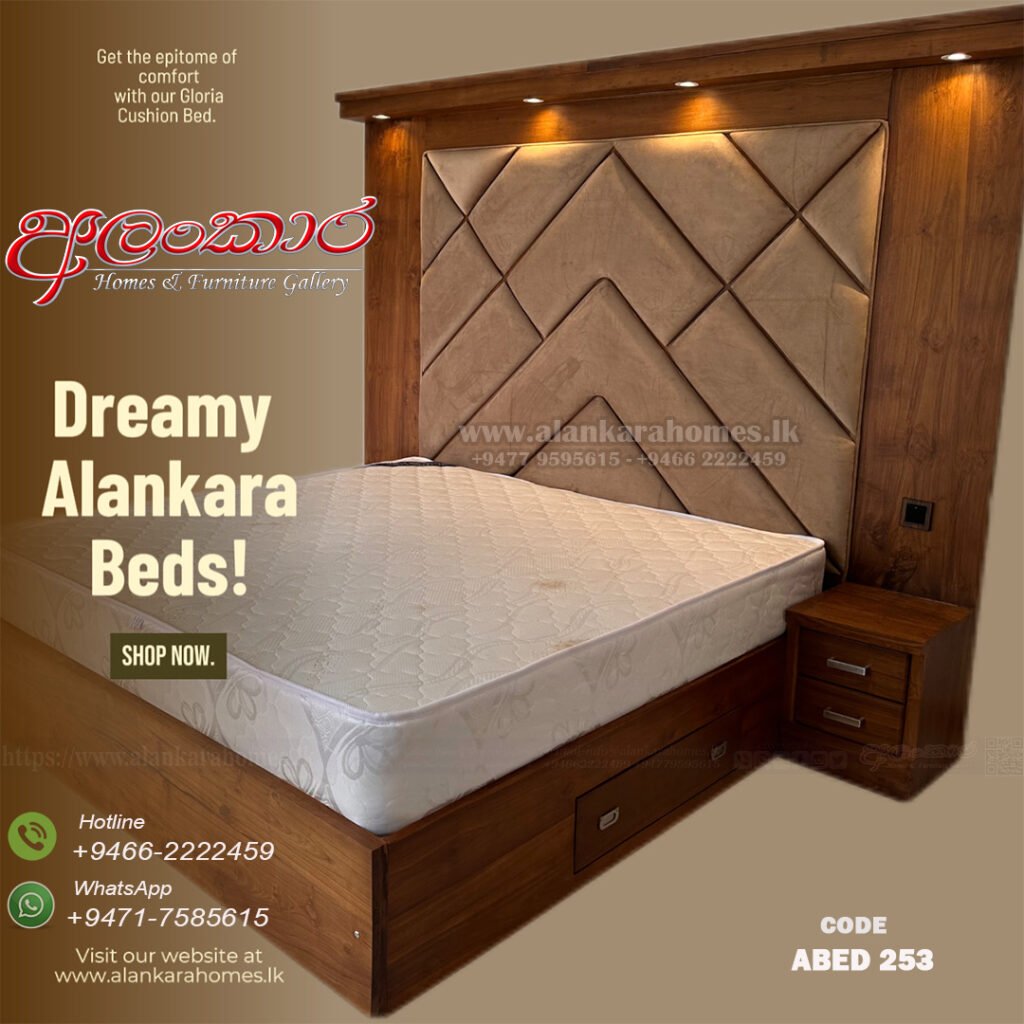 ABED 253 72″x78″ Gloria Cushion Bed With Side Cupboard – Alankarahomes.lk